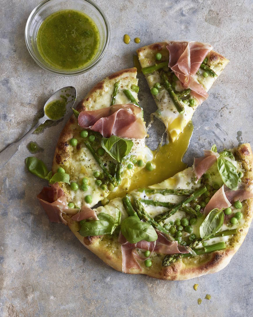 Pea Prosciutto Spring Pizza - What's Gaby Cooking